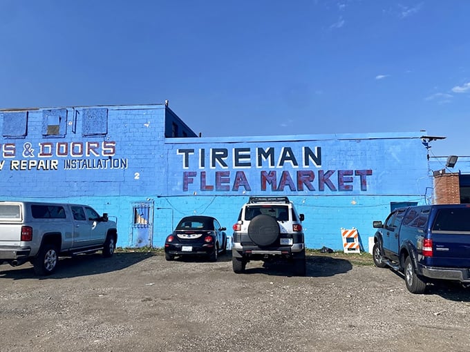 That brilliant blue exterior isn't just eye-catching&mdash;it's Tireman Flea Market's way of saying "extraordinary finds inside ordinary walls."