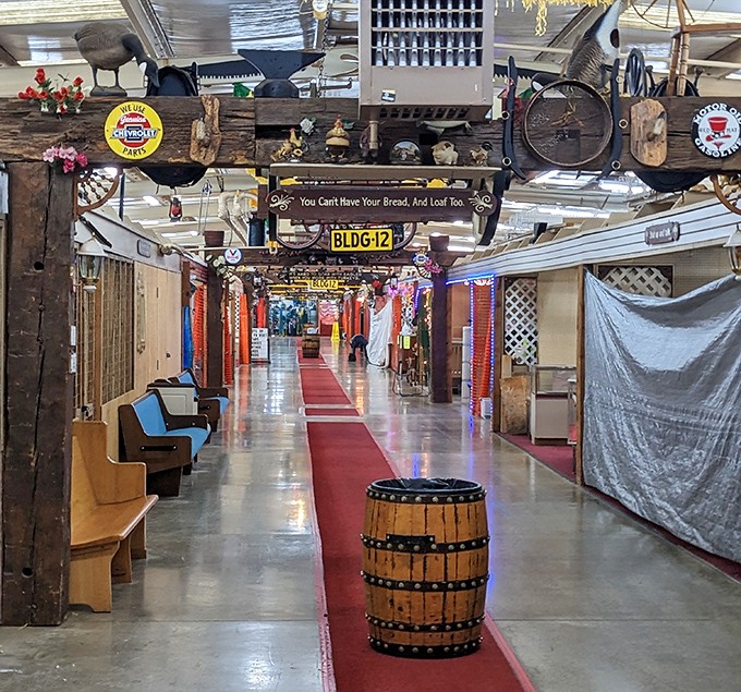 Red carpet treatment meets flea market charm in these whimsical, treasure-filled aisles of wonder.