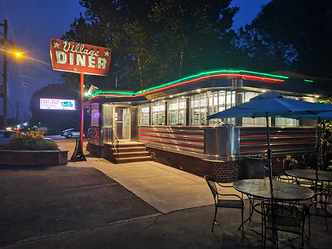 When neon meets chrome, magic happens - especially when there's homemade pie waiting inside.