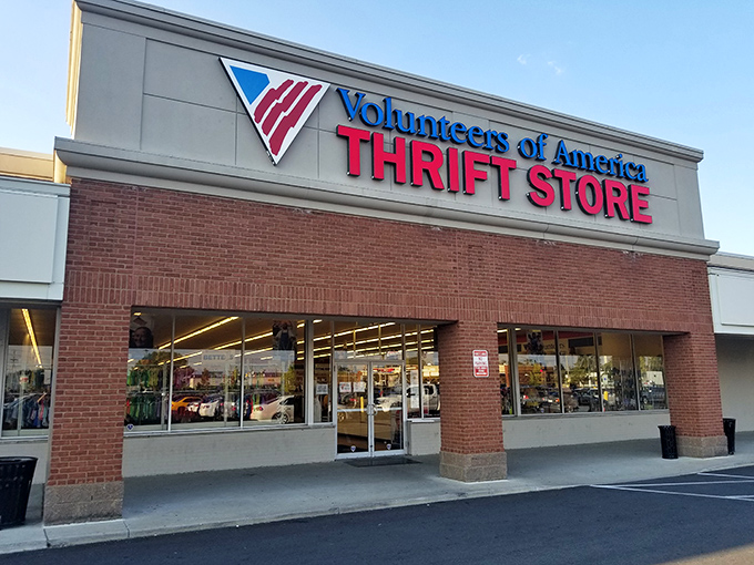 The Volunteers of America storefront radiates community spirit while promising serious secondhand savings.