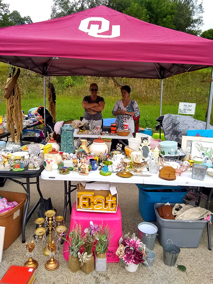This isn't just shopping—it's time travel! Vendors display their wares beneath a mural that captures the spirit of historic White Cloud.