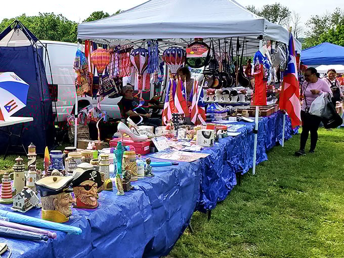 Patriotic displays and vintage finds create an all-American shopping experience under one welcoming roof.