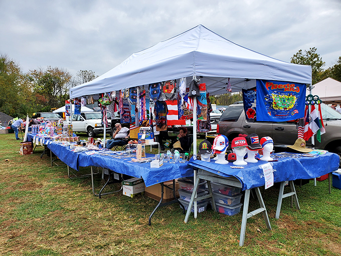 This patriotic vendor setup at Willow Glen makes bargain hunting feel like an all-American pastime.
