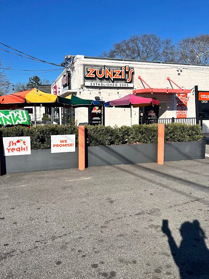 Those bright umbrellas and cheerful signs promise a meal that's anything but ordinary or boring.