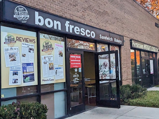 Fall colors frame this Columbia sandwich haven where bread is taken seriously. The reviews plastered on the window tell the delicious story.