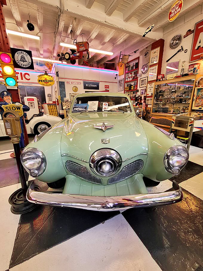 Behold the seafoam dream machine! With curves that would make a highway blush and a face only a mother (and every car enthusiast) could love.