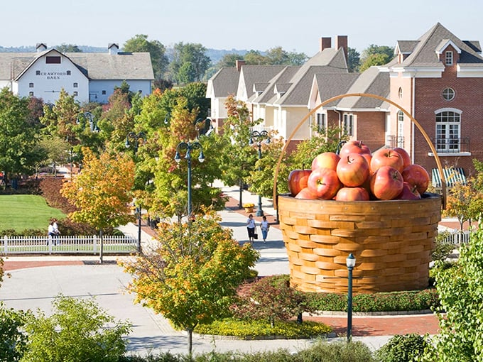 Autumn's golden palette complements the basket's honey-colored weave, creating a scene straight from a storybook about harvest giants.