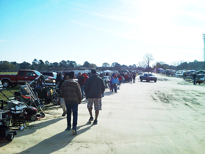 The outdoor market path beckons with possibility&mdash;each tent a potential goldmine of stories disguised as ordinary objects.