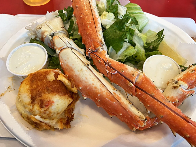 King crab legs so impressive they deserve their own royal title. Served with drawn butter and a potato that could win a beauty pageant.