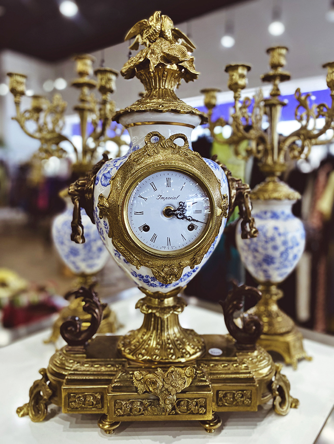 Time stands still for this ornate Imperial timepiece. Imagine the conversations this elegant clock has witnessed through the decades.