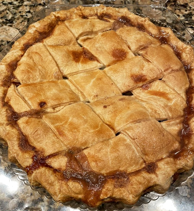 A lattice-topped apple pie that would make Betsy Ross pledge allegiance to dessert. Golden, bubbling, and worthy of its own declaration of independence.