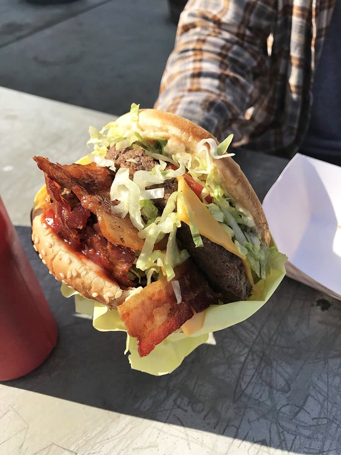 When bacon meets beef meets cheese in perfect harmony, you understand why people drive from three counties away just for lunch.