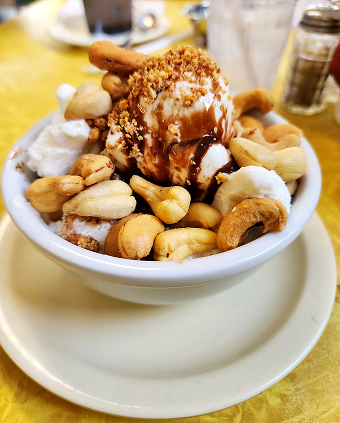 Behold the legendary Banana Caramel Sundae in all its glory. Those cashews aren't just toppings&mdash;they're the crown jewels of this frozen masterpiece.