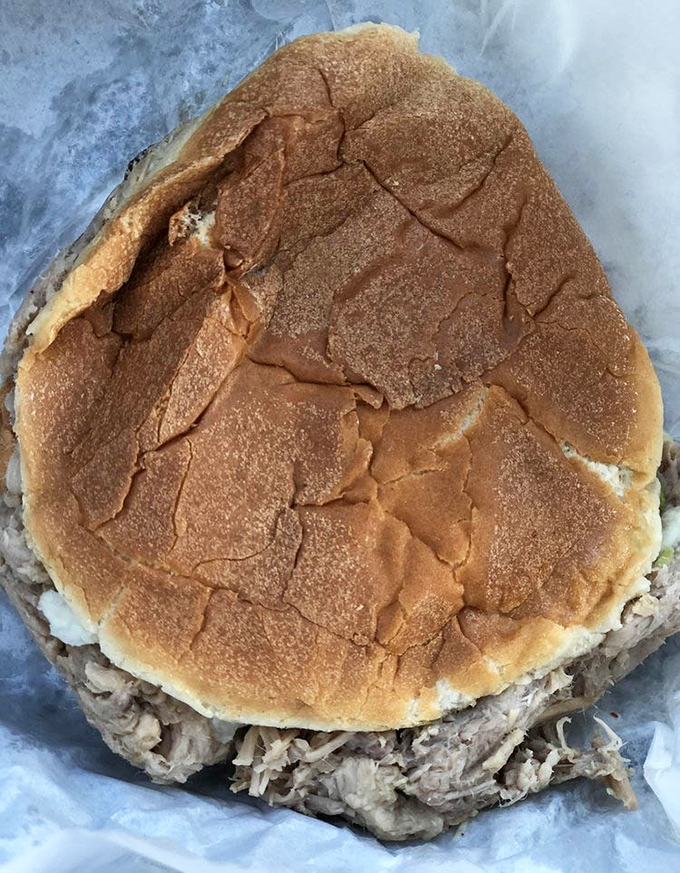 The legendary B's sandwich&mdash;a humble throne of chopped pork on a soft bun. Architecture this perfect makes the Taj Mahal seem a bit showy by comparison.