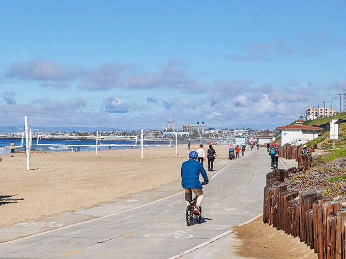 The Strand bike path&mdash;where calories burned equal memories earned, and everyone's fitness level is "I can pedal to ice cream."