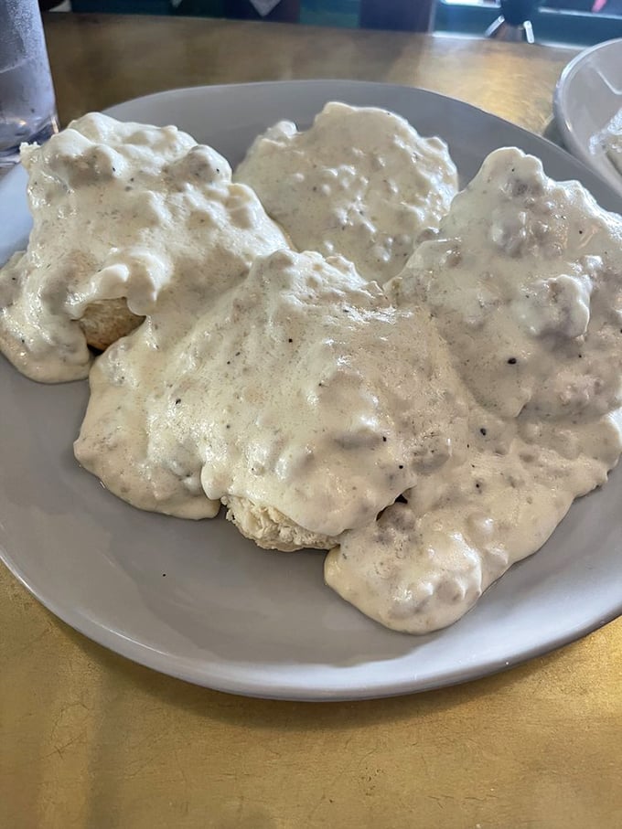 Behold, the holy grail of breakfast. These biscuits and gravy aren't just a meal; they're an out-of-body experience wrapped in a food coma.