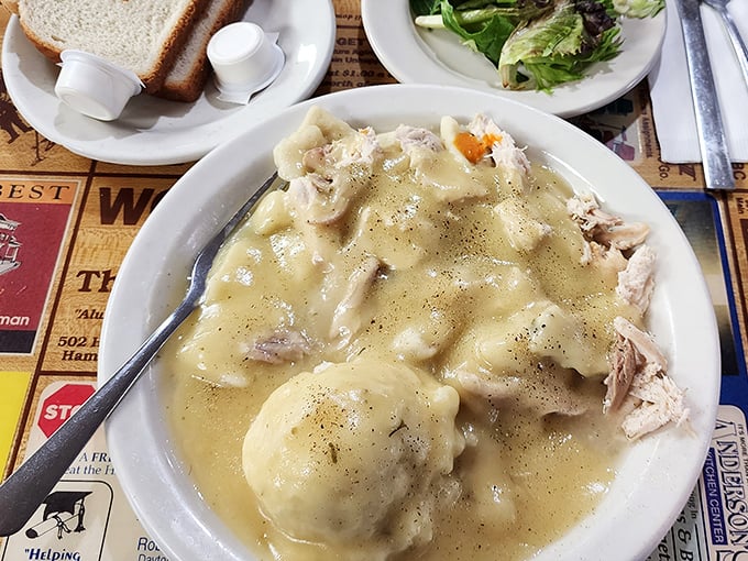 Behold the crown jewel: Hyde's legendary chicken and dumplings swimming in savory gravy&mdash;a dish so comforting it could end family feuds and broker world peace.