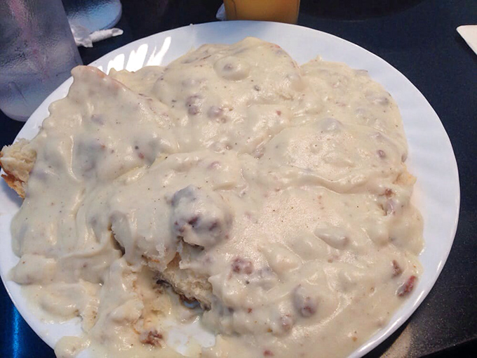 Behold the legendary biscuits and gravy&mdash;a creamy, peppery blanket of sausage-studded heaven that locals would cross county lines to enjoy.