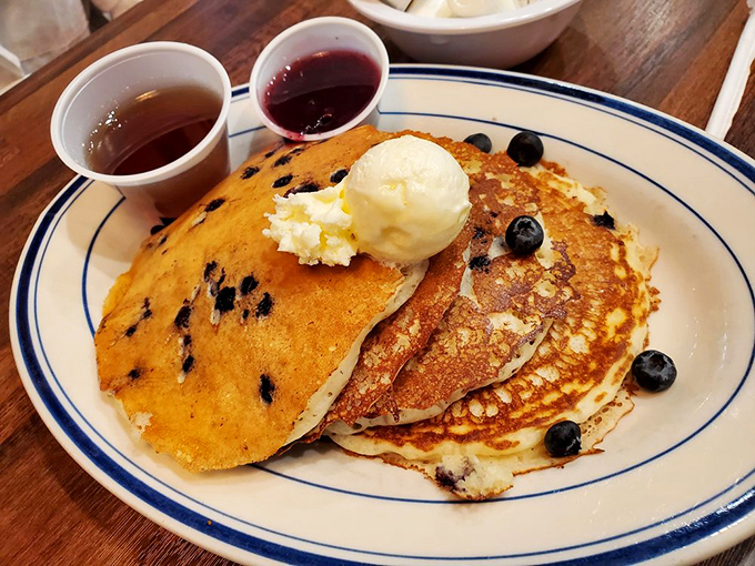 Behold: pancake perfection. Those blueberries aren't just tossed in&mdash;they're strategically deployed for maximum flavor impact in every heavenly bite.