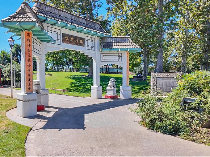 This ornate Chinese gate stands as a cultural bridge, reminding us that California's story has always been written in multiple languages.
