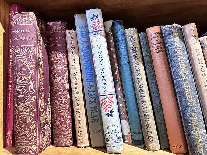 Books that have outlived their original owners, spines telling tales of previous readers. That George Eliot collection is practically begging for a new bookshelf. 