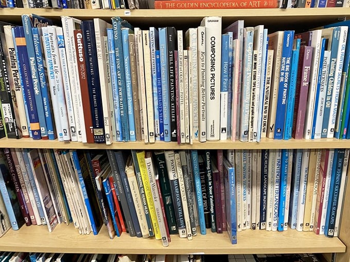 The literary corner—where bookworms can find everything from beach reads to leather-bound classics without the new-book price tag.