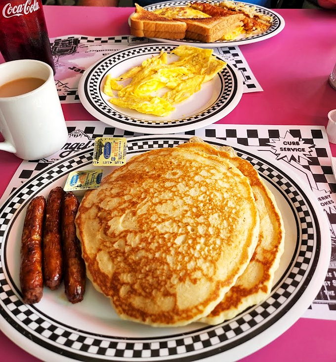 Pancakes the size of small frisbees share table space with perfectly cooked eggs. This isn't breakfast&mdash;it's an edible hug on a plate.