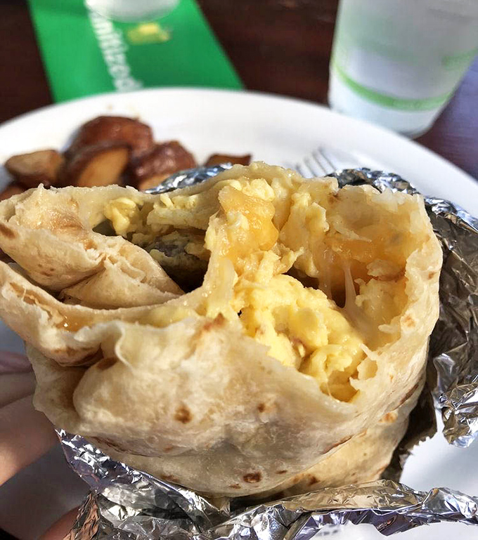 Breakfast burritos: where eggs and cheese find their higher purpose wrapped in a tortilla blanket. The ultimate handheld morning masterpiece.
