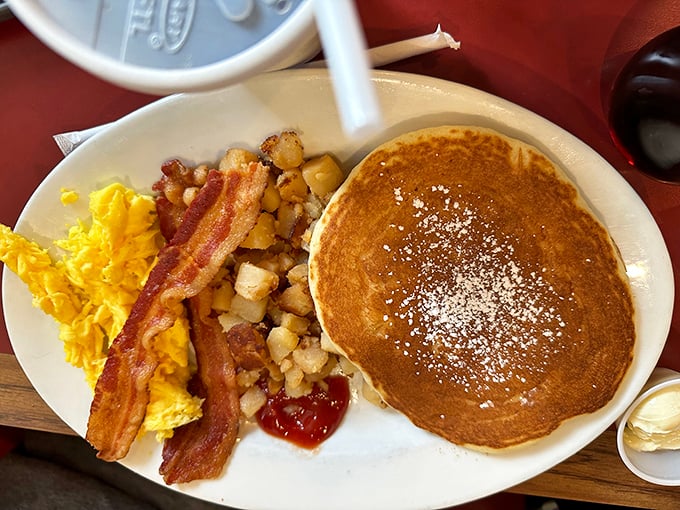 Golden pancakes, crispy bacon, and perfect eggs - breakfast doesn't get more picture-perfect than this.