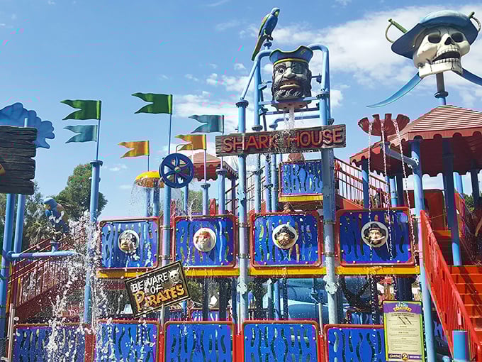 Buccaneer Cove's "Shark House" water playground offers sweet relief from Riverside's infamous heat. Pirates, water cannons, and gleeful screams &ndash; childhood summer perfection.