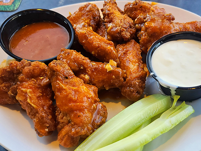Buffalo wings that make you question every other wing you've ever eaten. That perfect sauce-to-crisp ratio is the stuff of dreams.