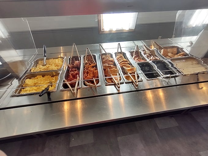 The breakfast buffet lineup&mdash;where scrambled eggs and bacon perform the greatest duet since Simon and Garfunkel.