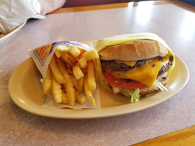 This isn't just a cheeseburger&mdash;it's edible poetry on a plate, with melted cheese cascading over a substantial patty.