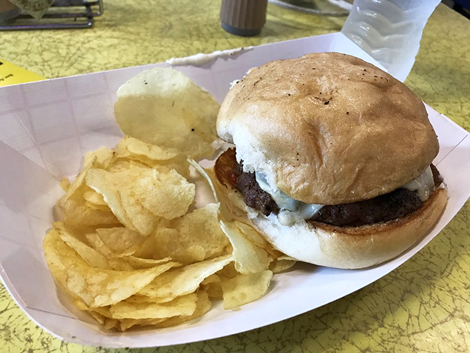 This burger doesn't need fancy aioli or artisanal buns to be magnificent &ndash; just a perfectly seasoned patty, fresh toppings, and chips that crackle with each bite.
