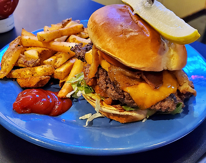 This isn't just a burger &ndash; it's a masterclass in beef architecture, where each layer contributes to a symphony of flavors worth crossing county lines for.