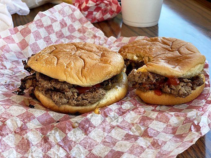 Behold the stars of the show&mdash;smashed to perfection with crispy edges that would make any burger aficionado weak at the knees.