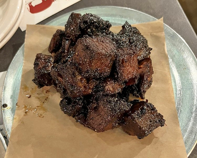 Behold the burnt ends - little cubes of brisket heaven that redefine everything you thought you knew.