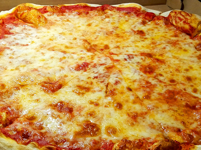 Behold, the star of the show! This cheese pizza isn't just food&mdash;it's edible artwork with that perfect sauce-to-cheese ratio that haunts your dreams.