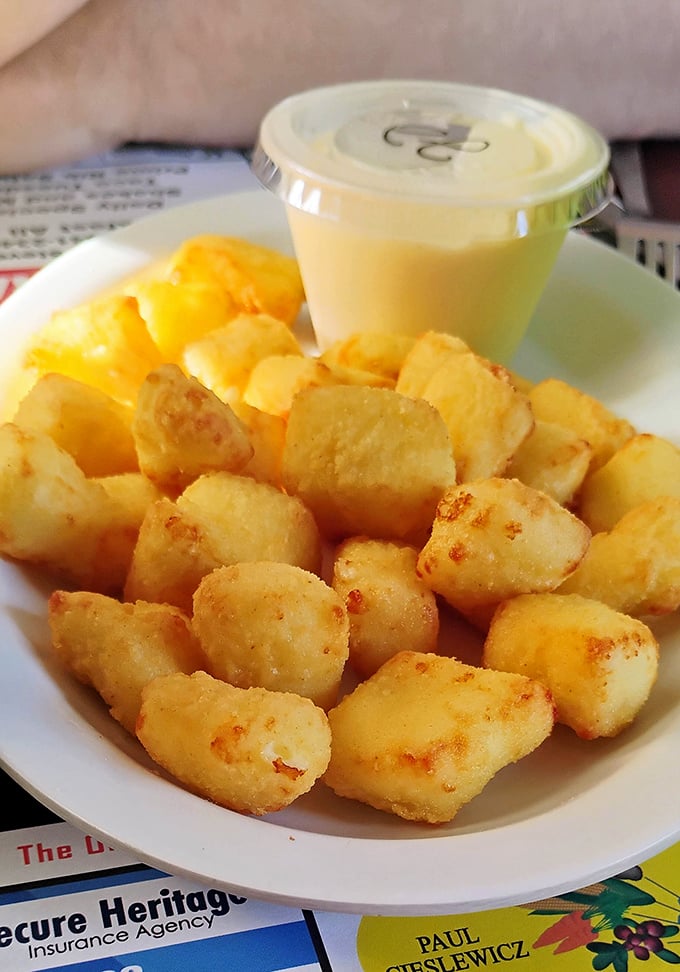 Wisconsin's golden treasures! These cheese curds aren't just fried&mdash;they're transformed into crunchy-on-the-outside, gooey-on-the-inside miracles.