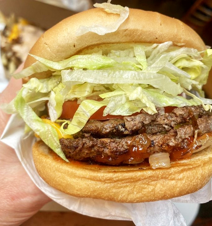 Behold the humble cheeseburger, elevated to art form. That perfect ratio of beef to bun, with just enough lettuce to convince yourself it's part of a balanced diet.