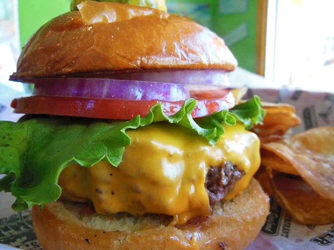 Cheese cascading down a perfectly cooked patty like a yellow waterfall of flavor&mdash;this is burger architecture at its finest.