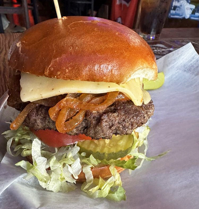 Not so much a burger as a skyscraper of beef and toppings. Your jaw will unhinge like a python facing its annual meal.