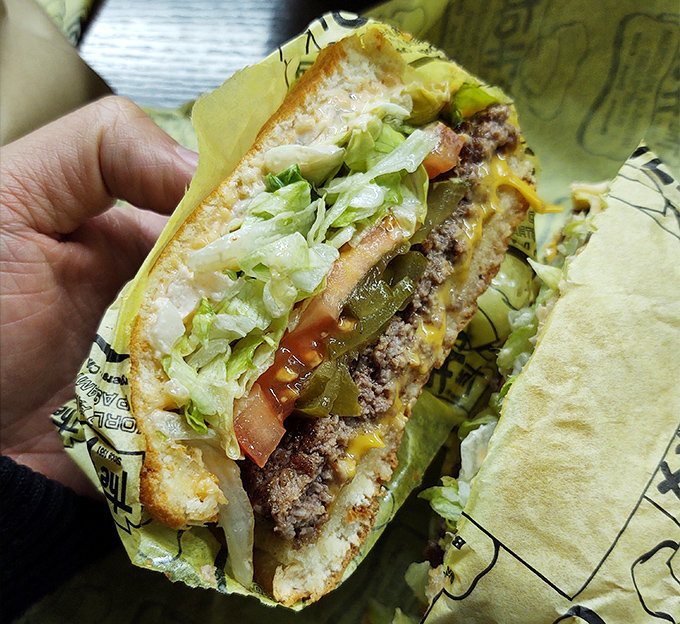 Behold the cheeseburger&mdash;where fresh lettuce, tomato, and pickles join forces with beef and cheese in a handheld symphony of satisfaction.