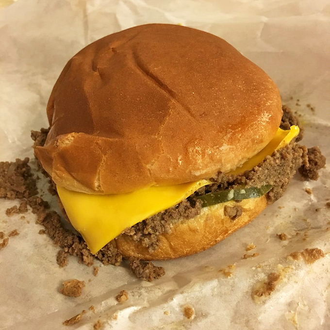 The legendary CheeseRite in all its loose-meat glory. That soft bun cradling seasoned ground beef with melty American cheese is poetry on wax paper.