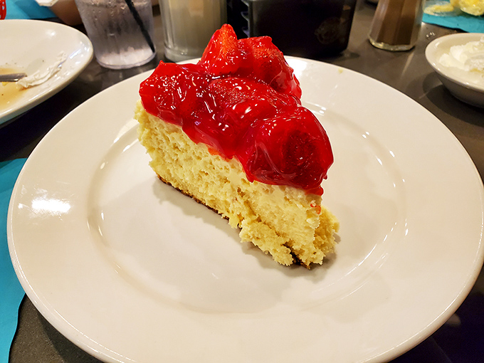 That strawberry cheesecake isn't just dessert&mdash;it's therapy with a graham cracker crust. The kind of slice that makes you question why salads were ever invented.