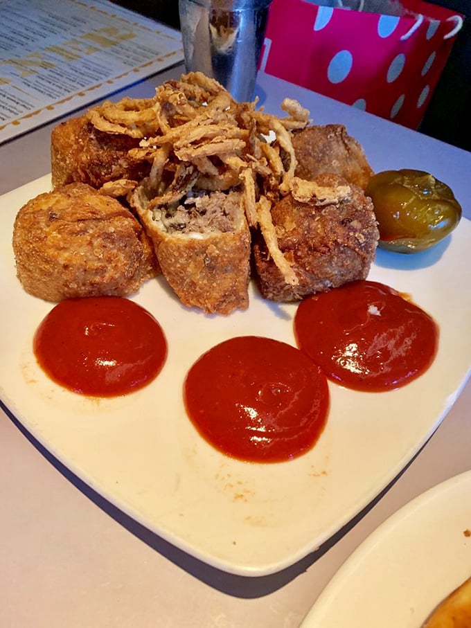 Behold the Cheesesteak Eggrolls in their golden-fried glory, where Philly's sacred sandwich gets dressed up for a night on the town.