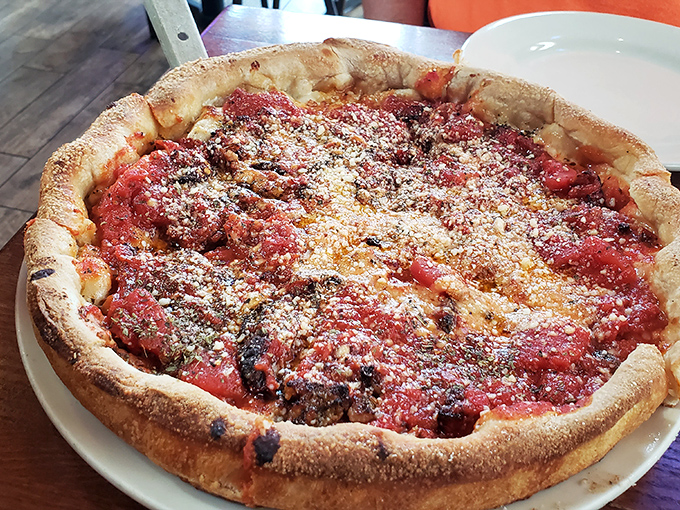 Chicago-style pizza that makes Midwesterners nod with respect. That crust isn't just holding toppings&mdash;it's cradling dreams.