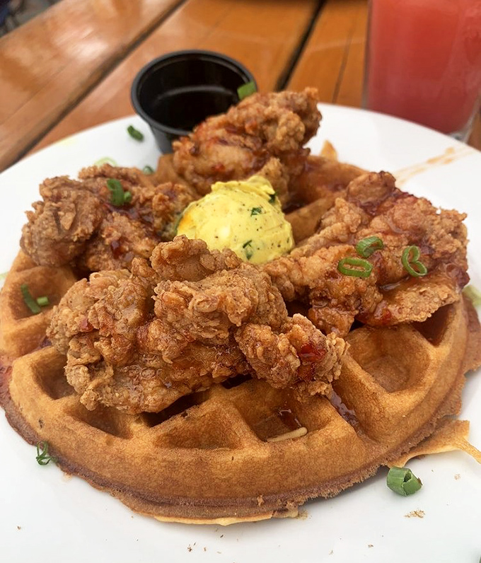 Chicken and waffles: where breakfast and dinner had a beautiful baby that makes you question why we ever separated them in the first place.