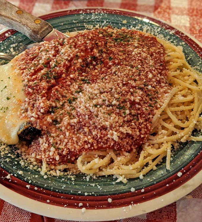 This chicken parmesan doesn't need a filter &ndash; just look at that golden crust and blanket of melted cheese. The kind of dish that makes conversation stop mid-sentence.