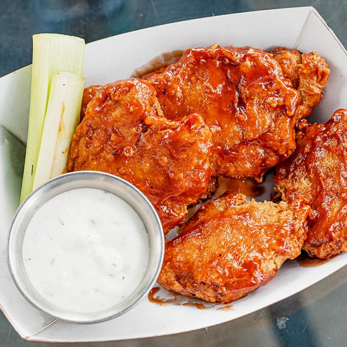 These buffalo "wings" perform such a convincing impersonation of the real thing, they deserve their own category at the Oscar's: Best Plant-Based Performance in a Leading Role.
